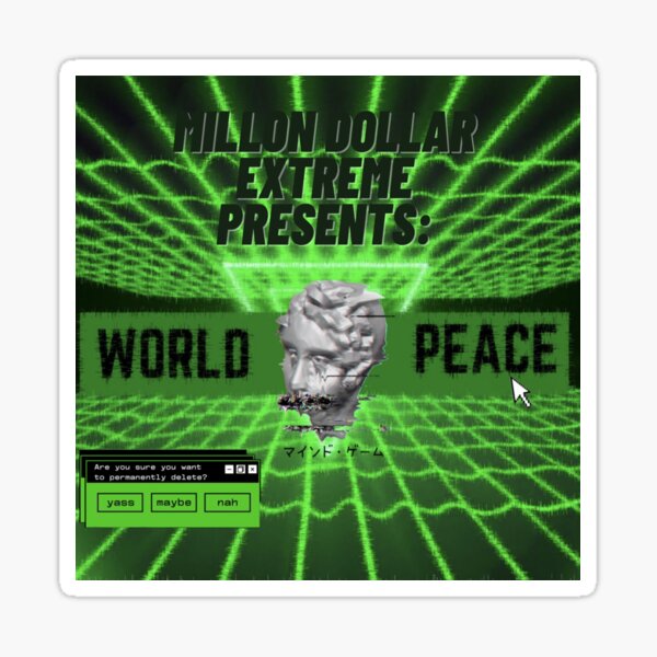 "WRLDPEACE-MDE, green neon design " Sticker for Sale by suwii | Redbubble