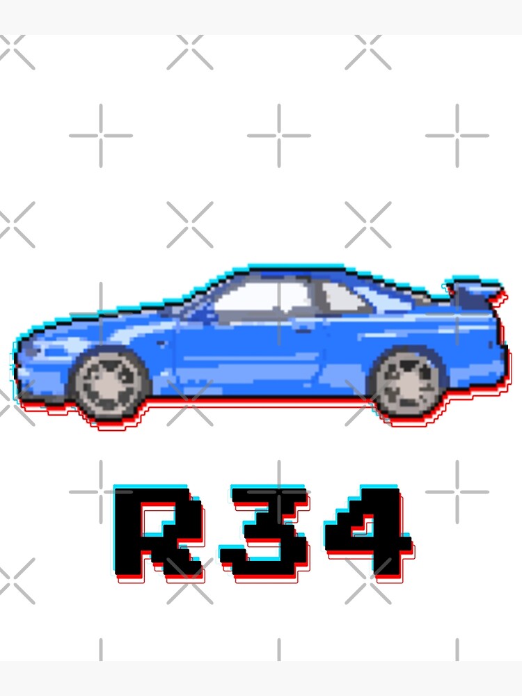 "Nissan Skyline GTR R34 Pixel Art" Art Print for Sale by svaiga | Redbubble