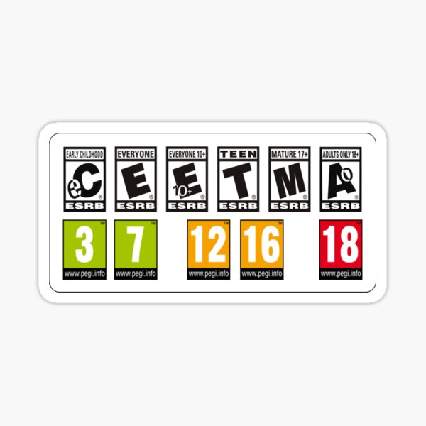 "PEGI esrb" Sticker for Sale by special-files | Redbubble