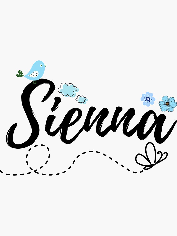 "Sienna Name Baby Child Girl Pretty Flowers | Name Design Pink Blue ...