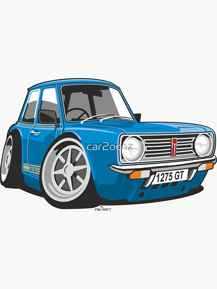 "Mini Clubman 1275GT caricature blue" Sticker for Sale by car2oonz ...