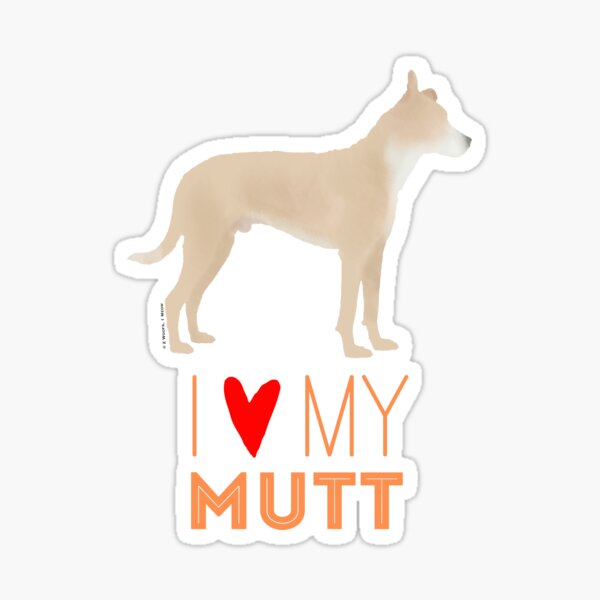 "Mutt Love: Tan and White" Sticker by 2woofs-1meow | Redbubble