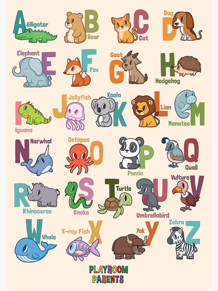 "Cute Animals Alphabet Poster" Poster by PlayroomParents | Redbubble