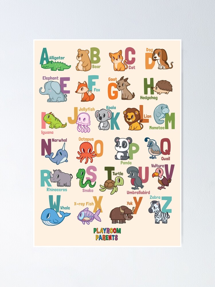 "Cute Animals Alphabet Poster" Poster by PlayroomParents | Redbubble