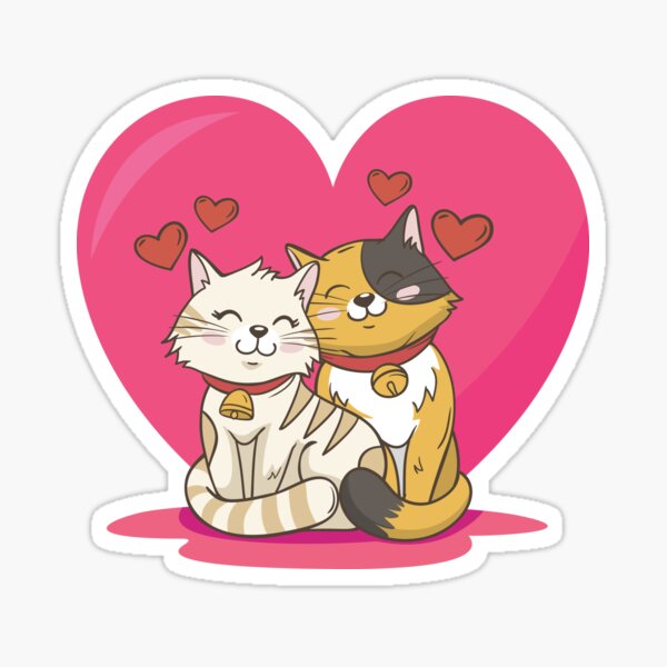 "Cute Cat Pate, Valentine Cat Couple" Sticker for Sale by SLGreenArrow ...