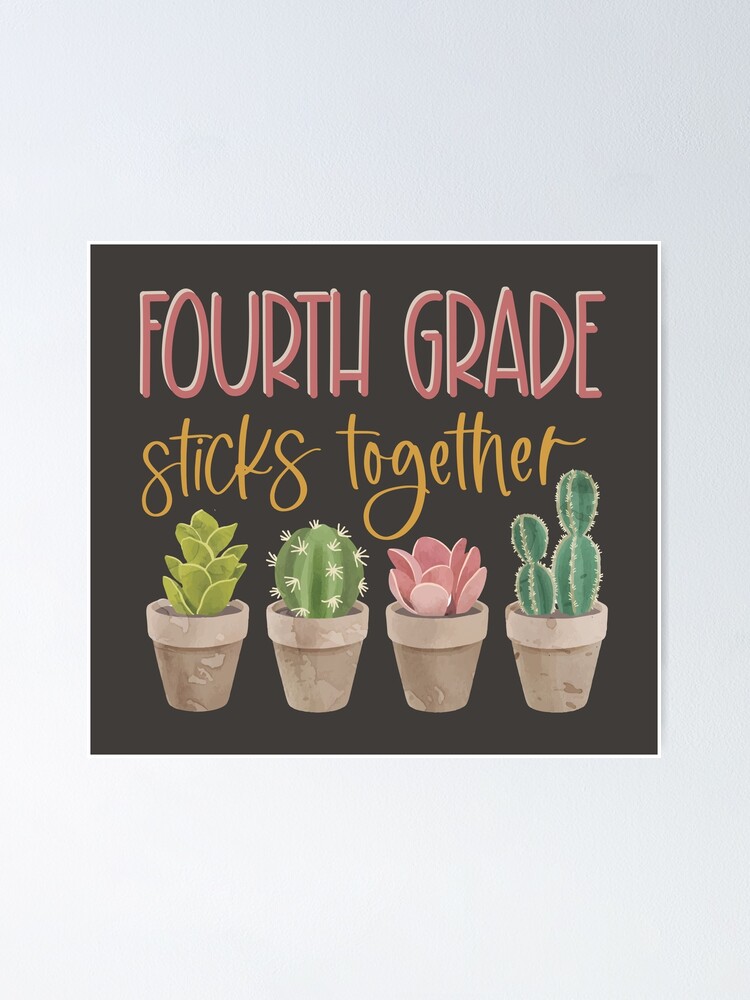 "Fourth Grade Sticks Together - Watercolor Cactus - Teacher First Day ...