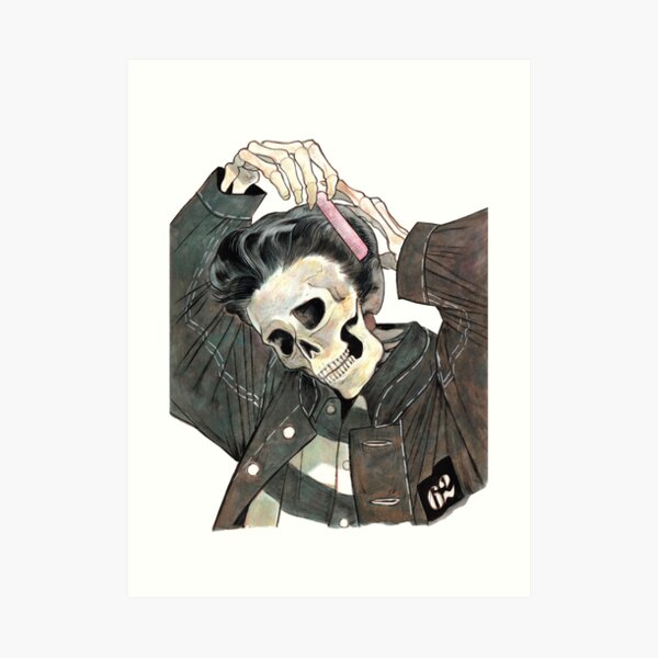 "Greaser Skeleton " Art Print for Sale by raw95 | Redbubble