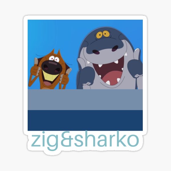 Pegatina «zig y sharko dibujos animados graciosos regalo madre padre papá mamá hijo amigo» de ...