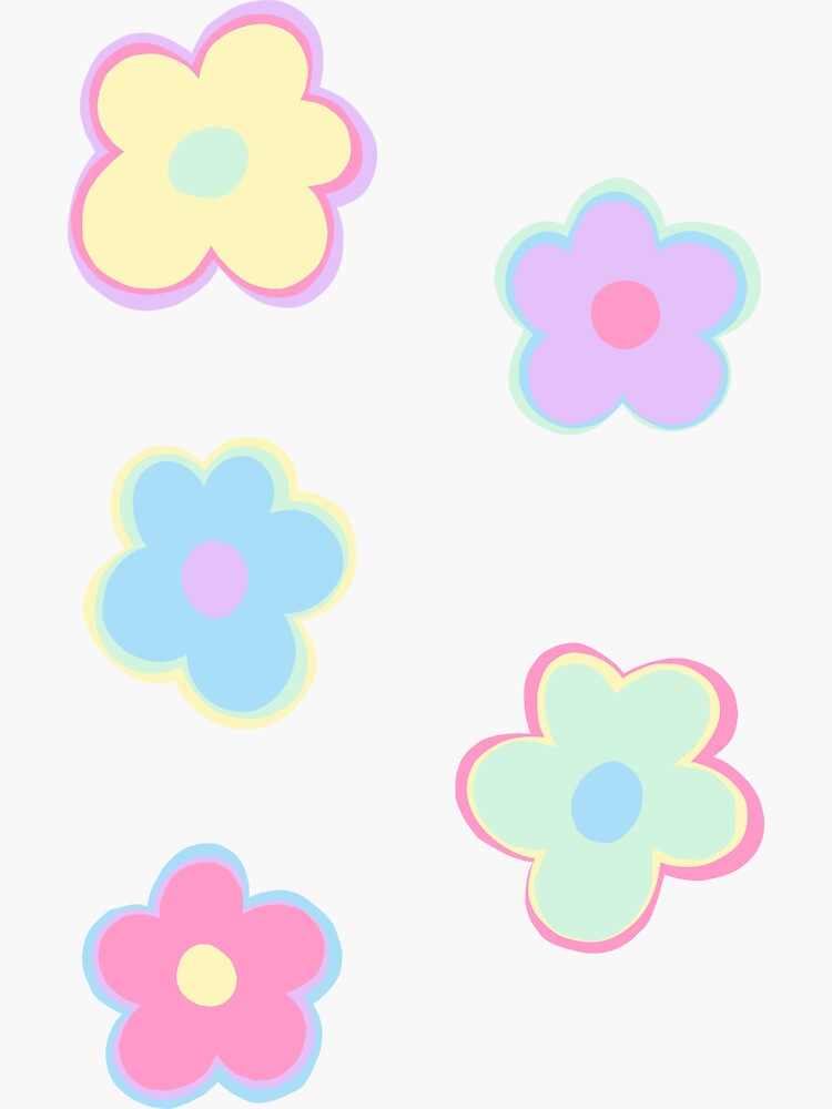 "Rainbow Indie Flowers" Sticker for Sale by lunarpastels | Redbubble