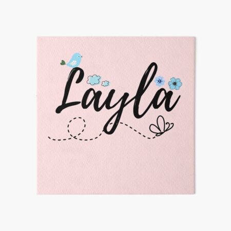 "Layla Name Baby Child Girl Pretty Flowers | Name Design Pink Blue ...
