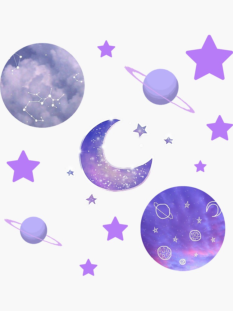 "Aesthetic pastel purple galaxy sticker pack ♥" Sticker for Sale by Lil ...