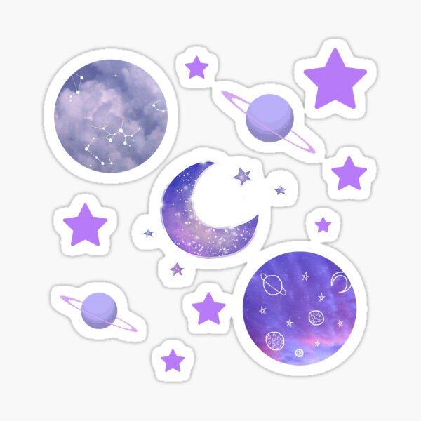 "Aesthetic pastel purple galaxy sticker pack ♥" Sticker for Sale by Lil ...