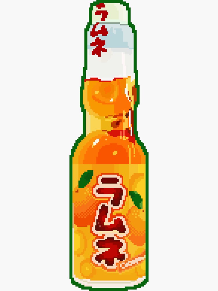 "Aesthetic cute orange ramune Japanese soda pixel art" Sticker for Sale ...