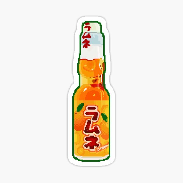 "Aesthetic cute orange ramune Japanese soda pixel art" Sticker for Sale ...