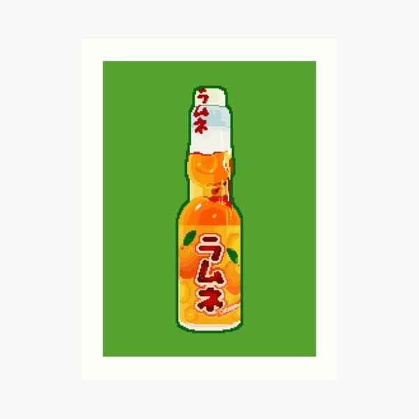 "Aesthetic cute orange ramune Japanese soda pixel art" Art Print by ...