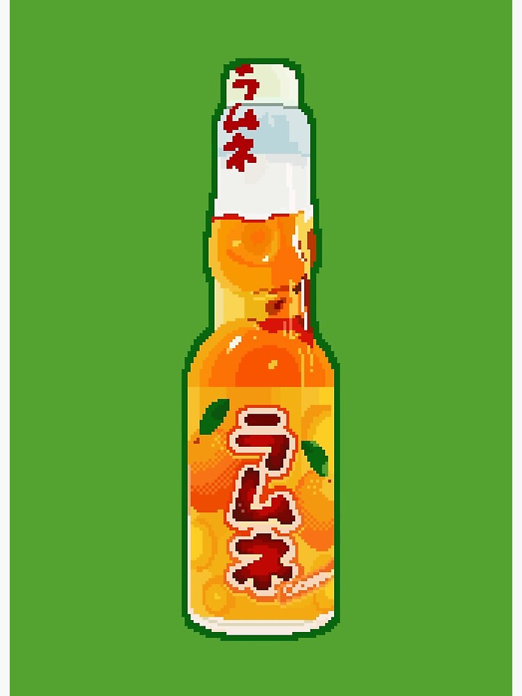 "Aesthetic cute orange ramune Japanese soda pixel art" Metal Print for ...
