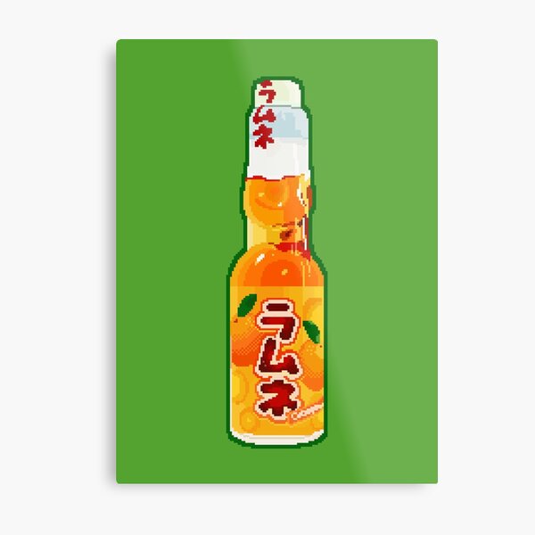 "Aesthetic cute orange ramune Japanese soda pixel art" Metal Print for ...