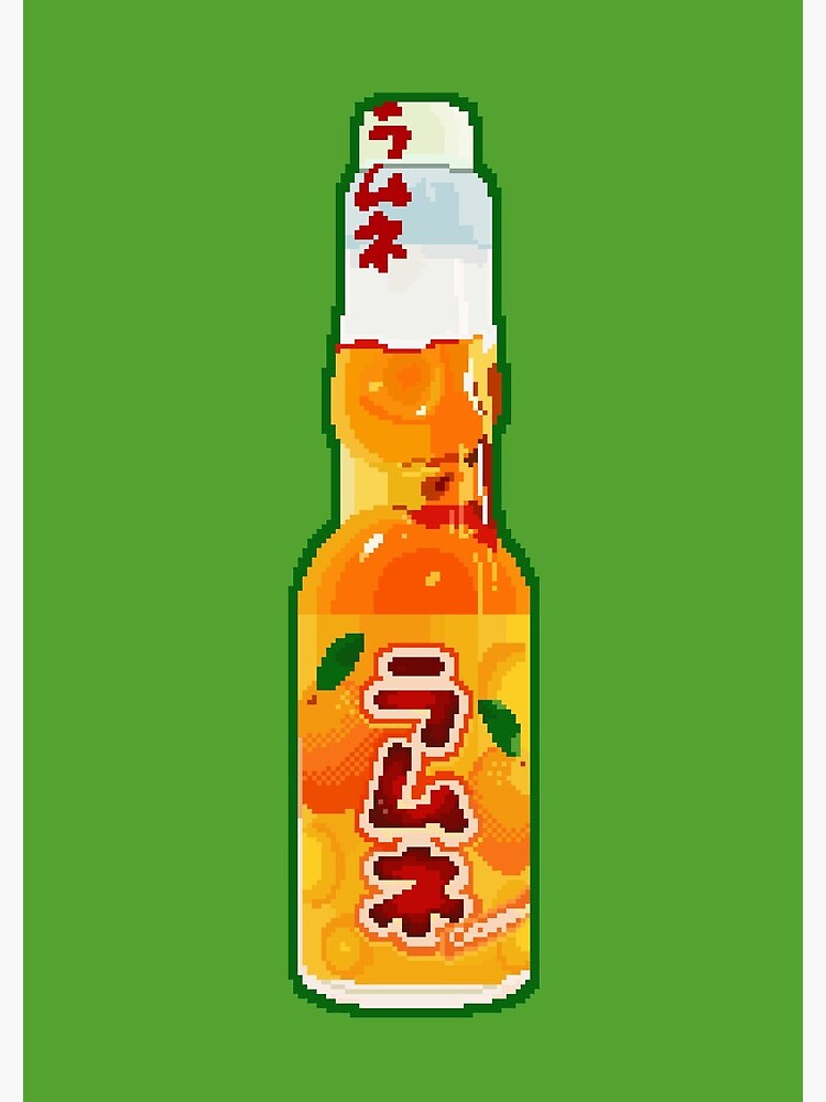 "Aesthetic cute orange ramune Japanese soda pixel art" Spiral Notebook ...