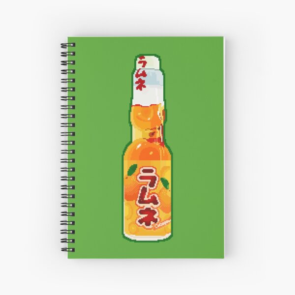 "Aesthetic cute orange ramune Japanese soda pixel art" Spiral Notebook ...