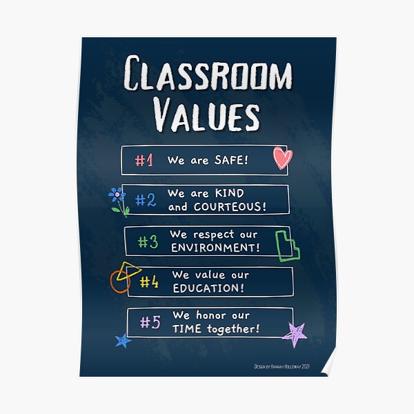 "Classroom Values Chalkboard Theme" Poster for Sale by AuburnCalluna ...