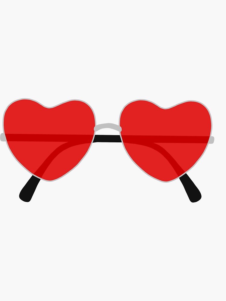 "heart sunglasses" Sticker for Sale by elle-artss | Redbubble