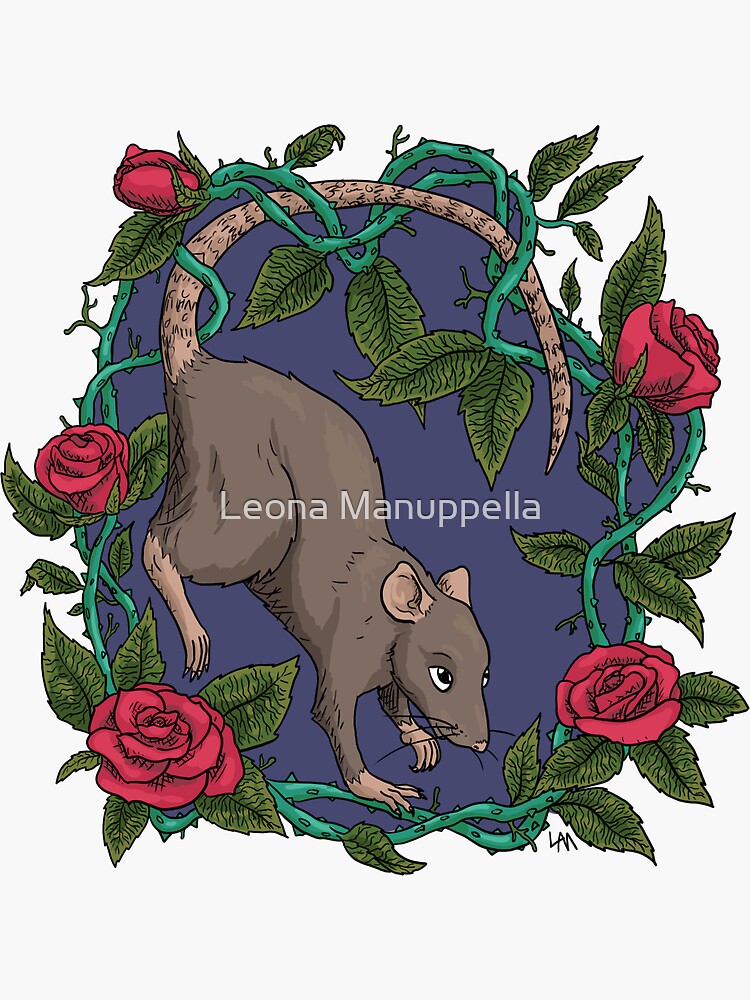 "Rat with a Floral Border" Sticker for Sale by Outlawedwoman | Redbubble