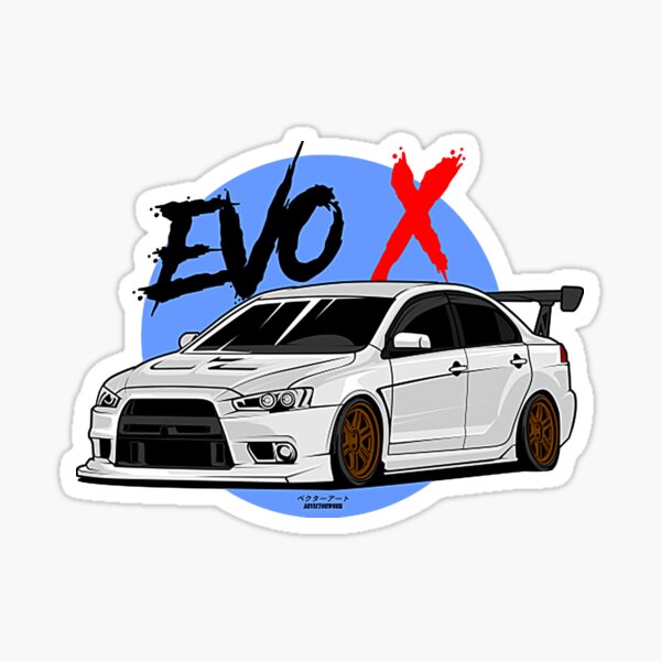 "evo x " Sticker by Janemary97 | Redbubble