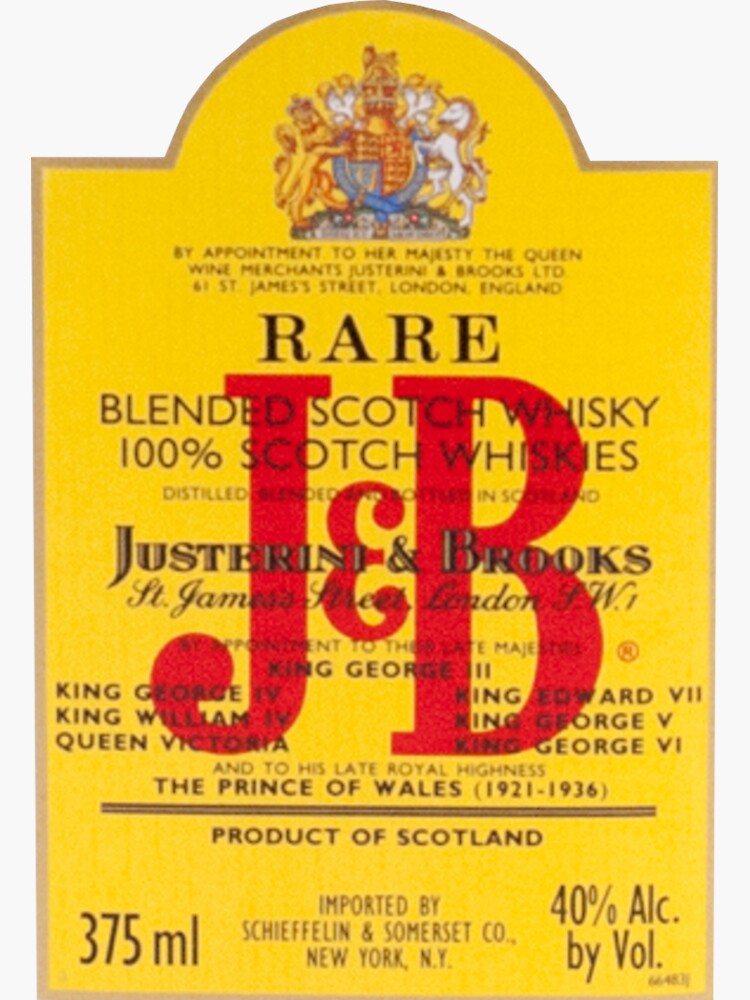 "J&B Rare Scotch Whisky Blend" Sticker for Sale by FilmDeviant | Redbubble