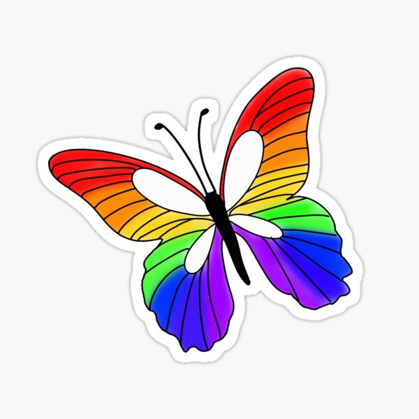 "Rainbow Butterfly" Sticker for Sale by LunaArt-Prints | Redbubble