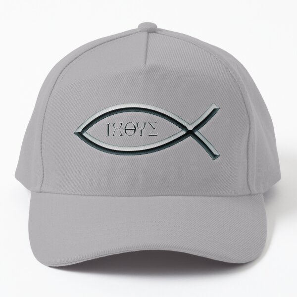 "Silver Ichthys Christian Fish Symbol" Cap for Sale by Adam-Walker ...