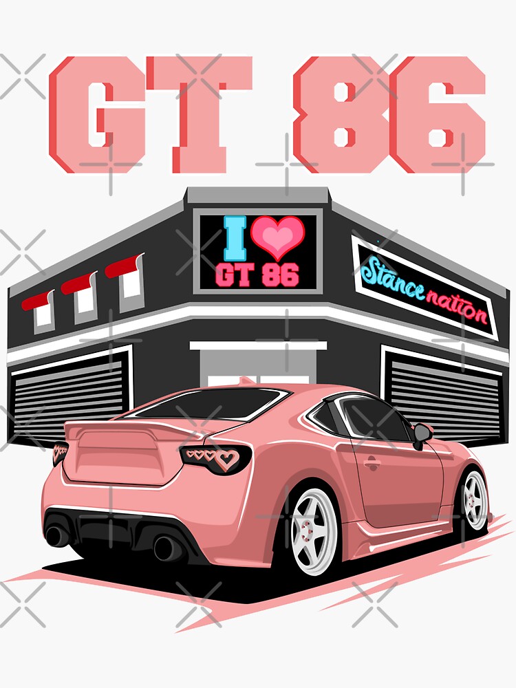 "GT86 Pink Stance JDM Car" Sticker for Sale by Ryzdesain | Redbubble