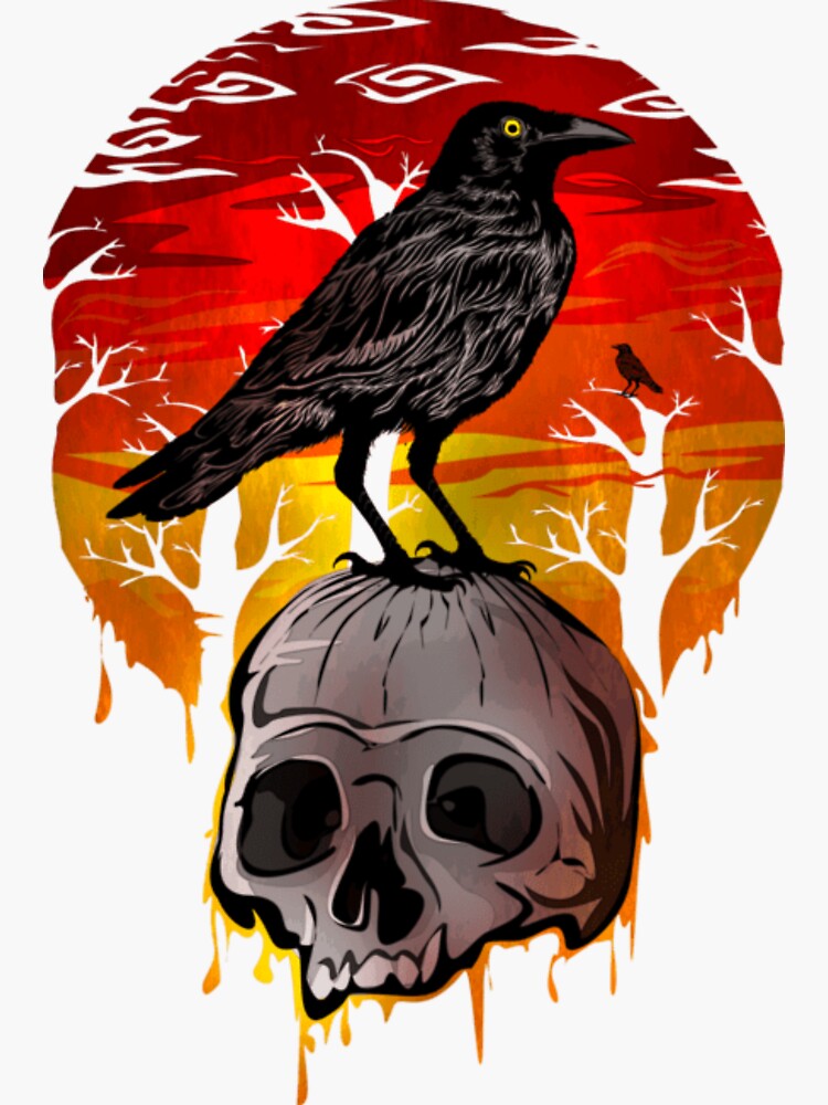"RAVEN & SKULL" Sticker for Sale by BrownTesta | Redbubble