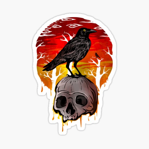 "RAVEN & SKULL" Sticker for Sale by BrownTesta | Redbubble