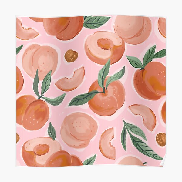 "Cute pink peach. Summer fruit design" Poster by Utro-na-more | Redbubble
