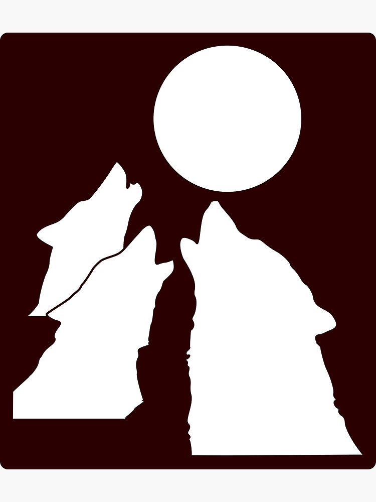 "3 Wolves, 1 Moon Minimal" Sticker by Kingwell | Redbubble