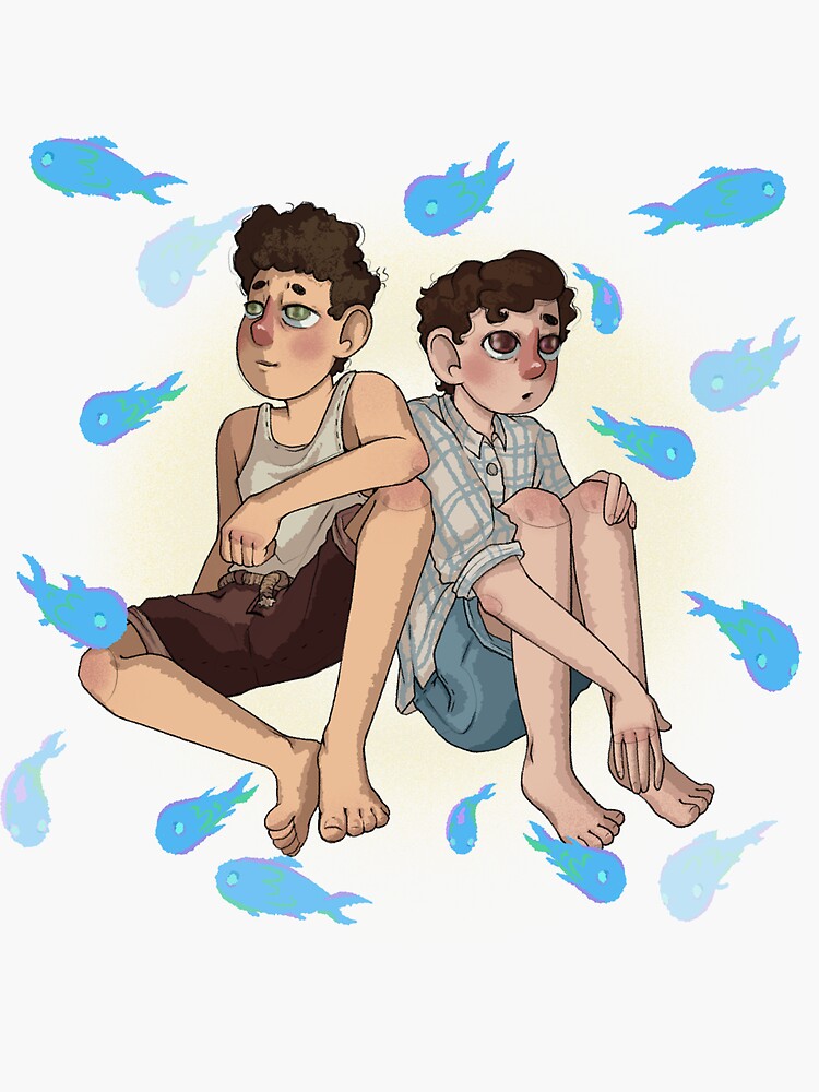"Luca and Alberto watching the fish" Sticker for Sale by lemonladd ...