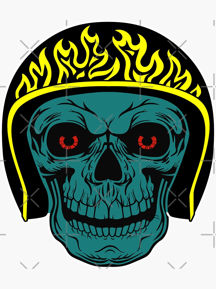 "Biker Dead Head " Sticker for Sale by NewPrint | Redbubble