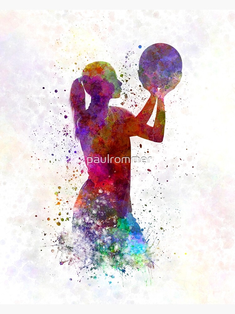 "Young woman basketball player 03 in watercolor" Poster for Sale by ...