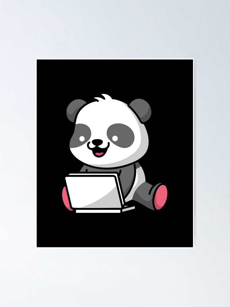 "cute panda using laptop" Poster for Sale by Experience21 | Redbubble