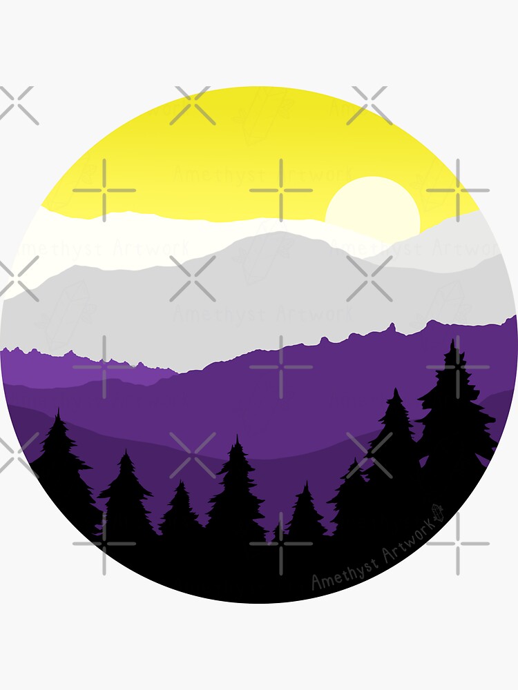 "Subtle Nonbinary Pride Flag Mountain Landscape" Sticker for Sale by ...