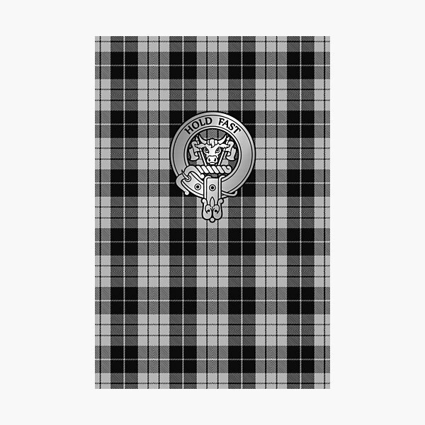 "Clan MacLeod Crest & Black & White Tartan" Photographic Print by ...