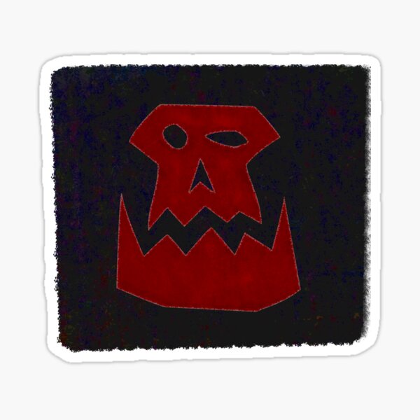 "Ork Skull Glyph - Red" Sticker for Sale by SolarCross | Redbubble