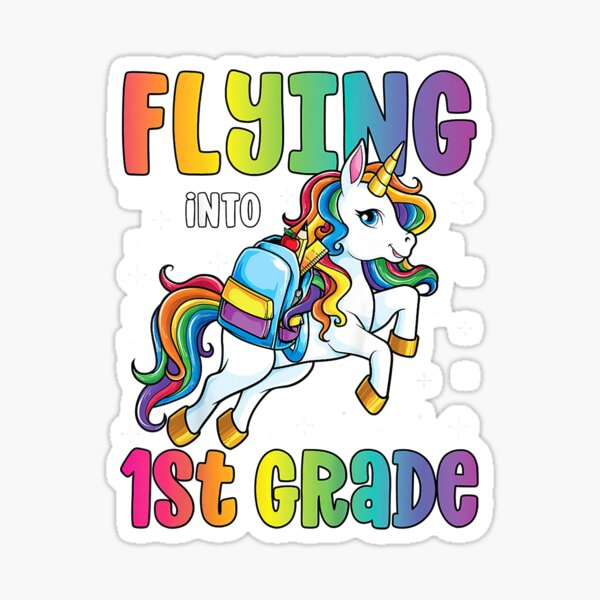 "Kids 1st Grade Girls Unicorn First Day of First Grade" Sticker for ...