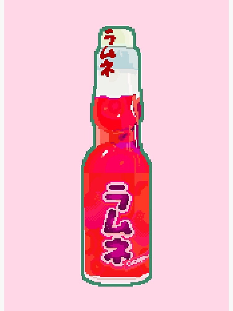 "Aesthetic strawberry ramune Japanese soda pixel art" Canvas Print by ...