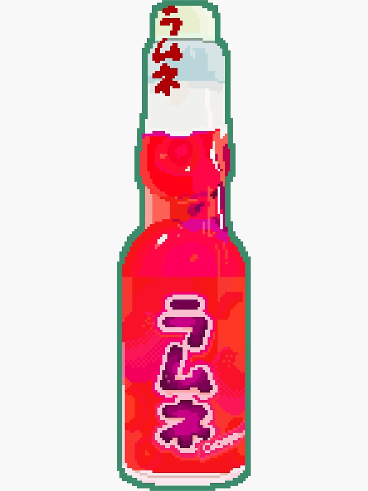 "Aesthetic strawberry ramune Japanese soda pixel art" Sticker for Sale ...
