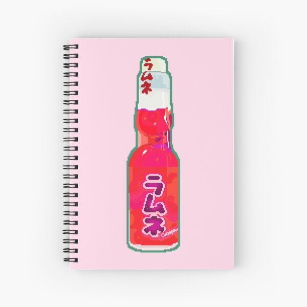 "Aesthetic strawberry ramune Japanese soda pixel art" Spiral Notebook ...