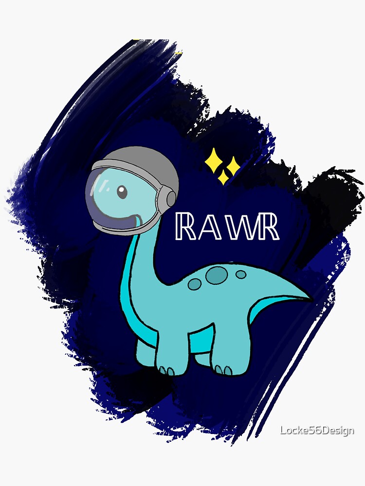 "Astro-Dino White" Sticker for Sale by Locke56Design | Redbubble