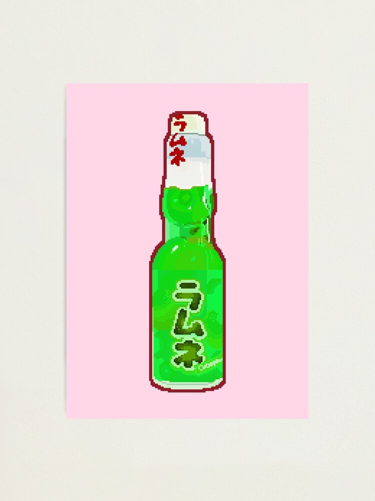 "Aesthetic melon ramune Japanese soda pixel art" Photographic Print for ...