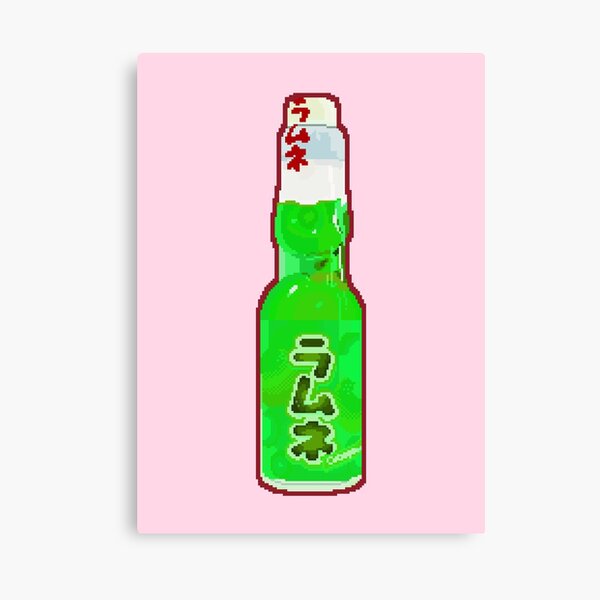 "Aesthetic melon ramune Japanese soda pixel art" Canvas Print for Sale ...