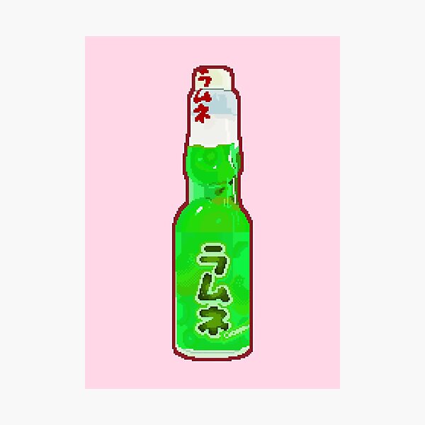 "Aesthetic melon ramune Japanese soda pixel art" Photographic Print for ...